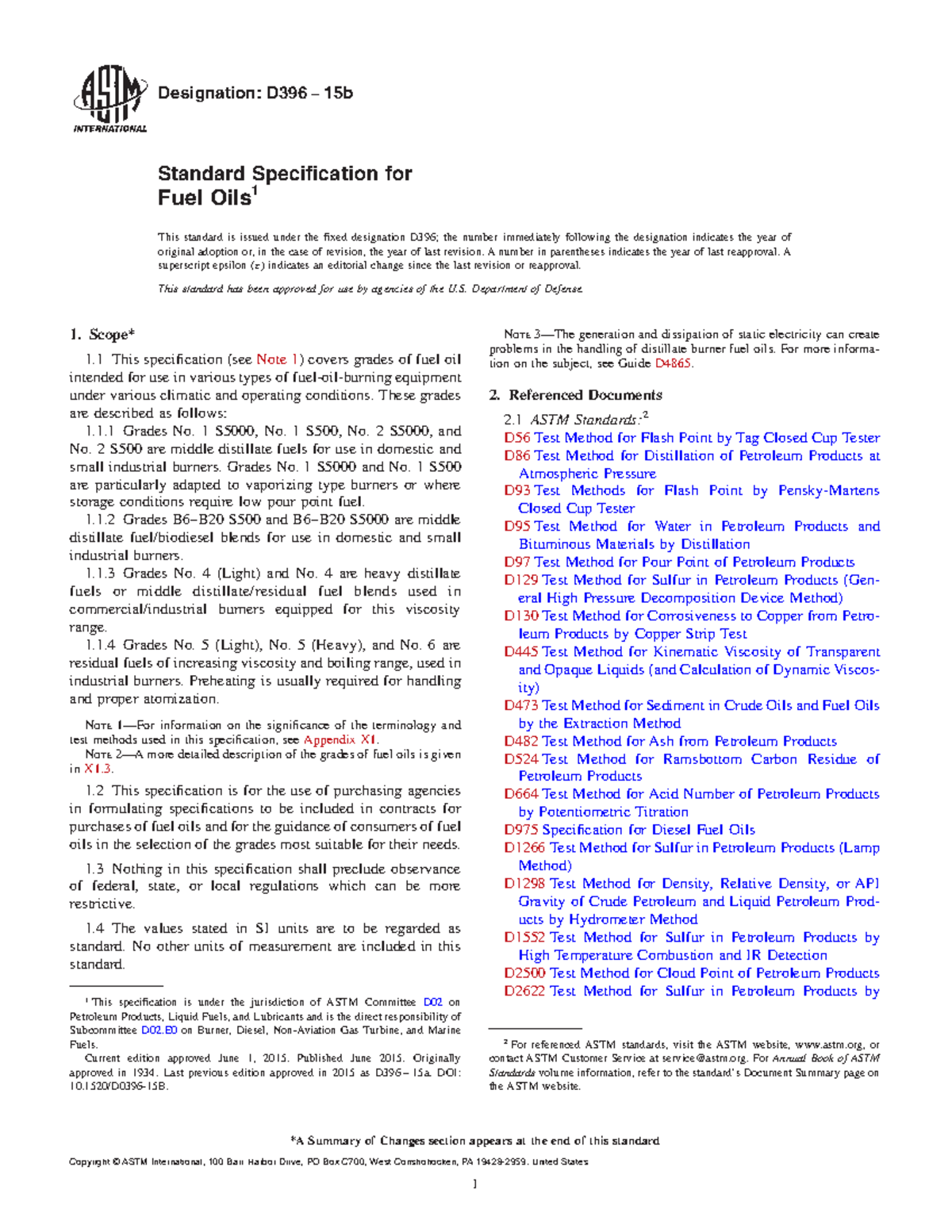 ASTM D396-15b Standard Specification for Fuel Oils - Designation: D396 ...