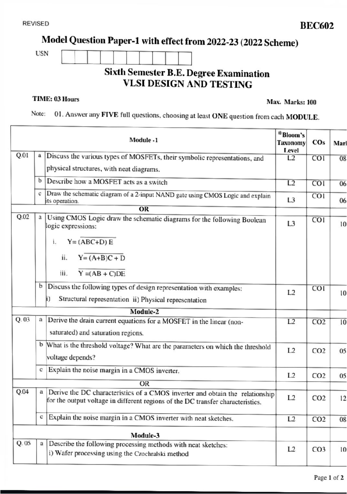 VLSI DESIGN AND TESTING BEC602: Comprehensive Study Notes - Studocu