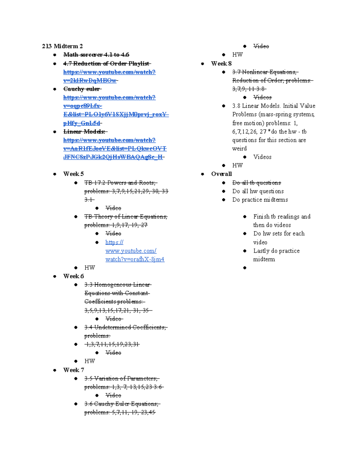 Midterm Review - 213 Midterm 2 Math sorcerer 4 to 4. 4 Reduction of Order Playlist - Studocu