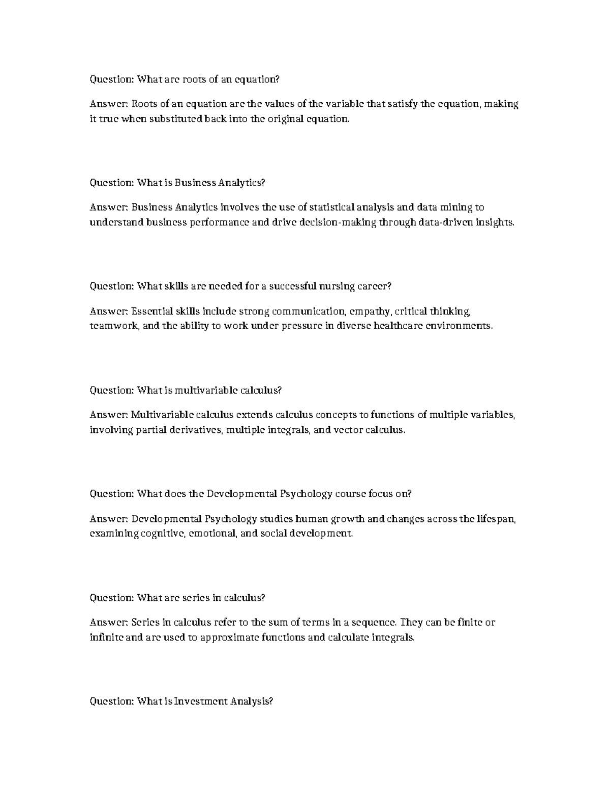 Business Analytics & Calculus Concepts - Exam Review Notes - Studocu