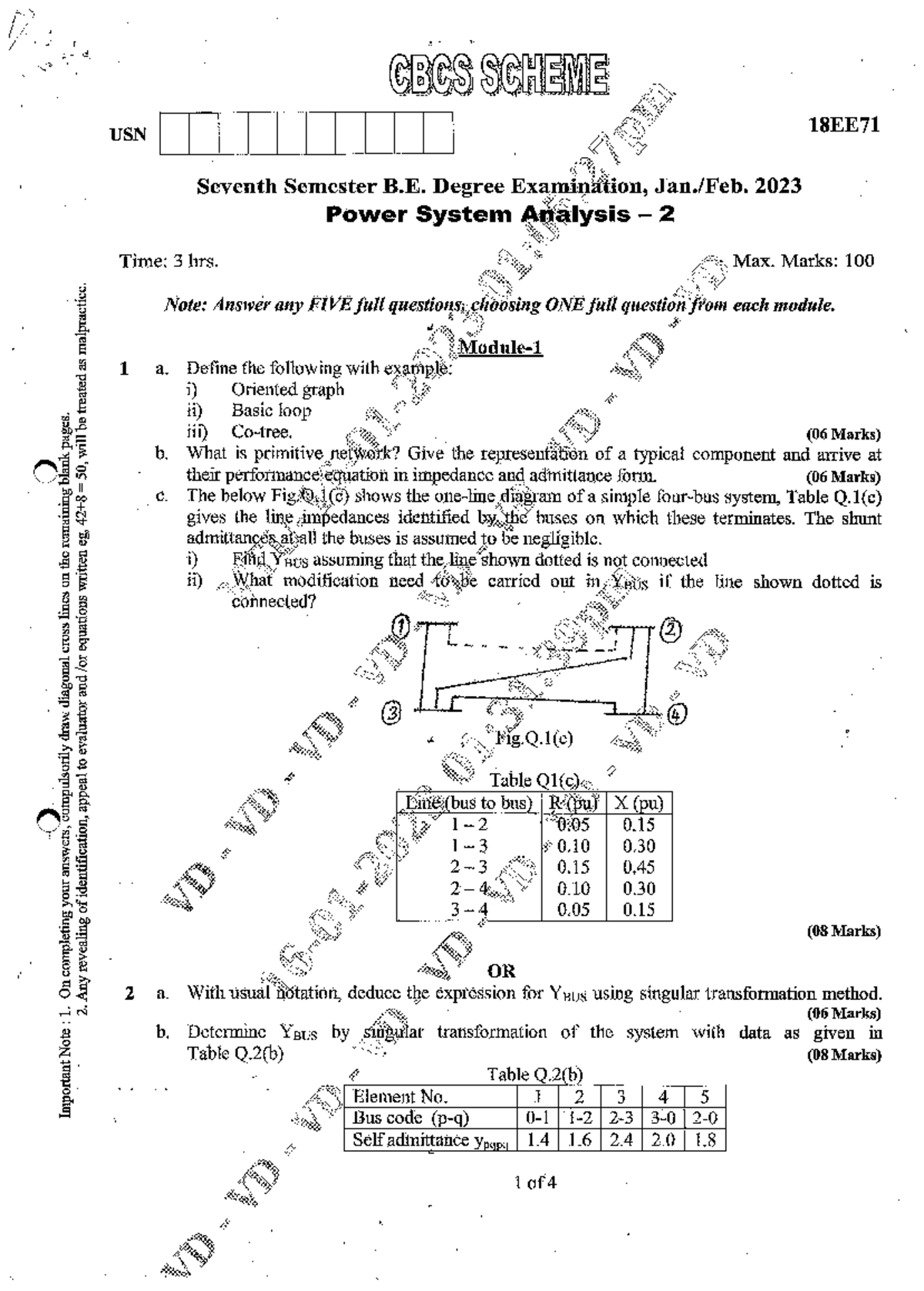 Power System Analysis (PSA) 2 - Jan 2023 Exam Paper (18EE71) - Studocu