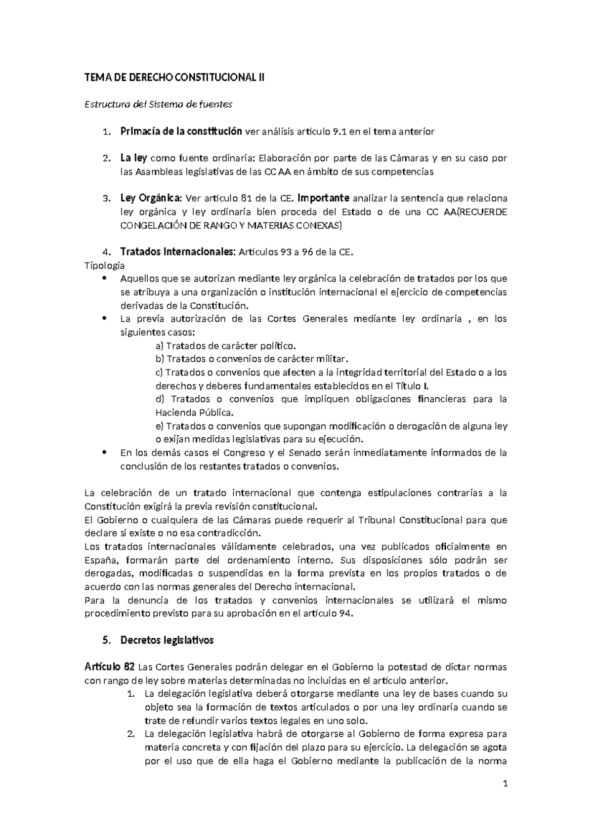 TEMA DE DERECHO CONSTITUCIONAL II: Estructura del Sistema de Fuentes ...