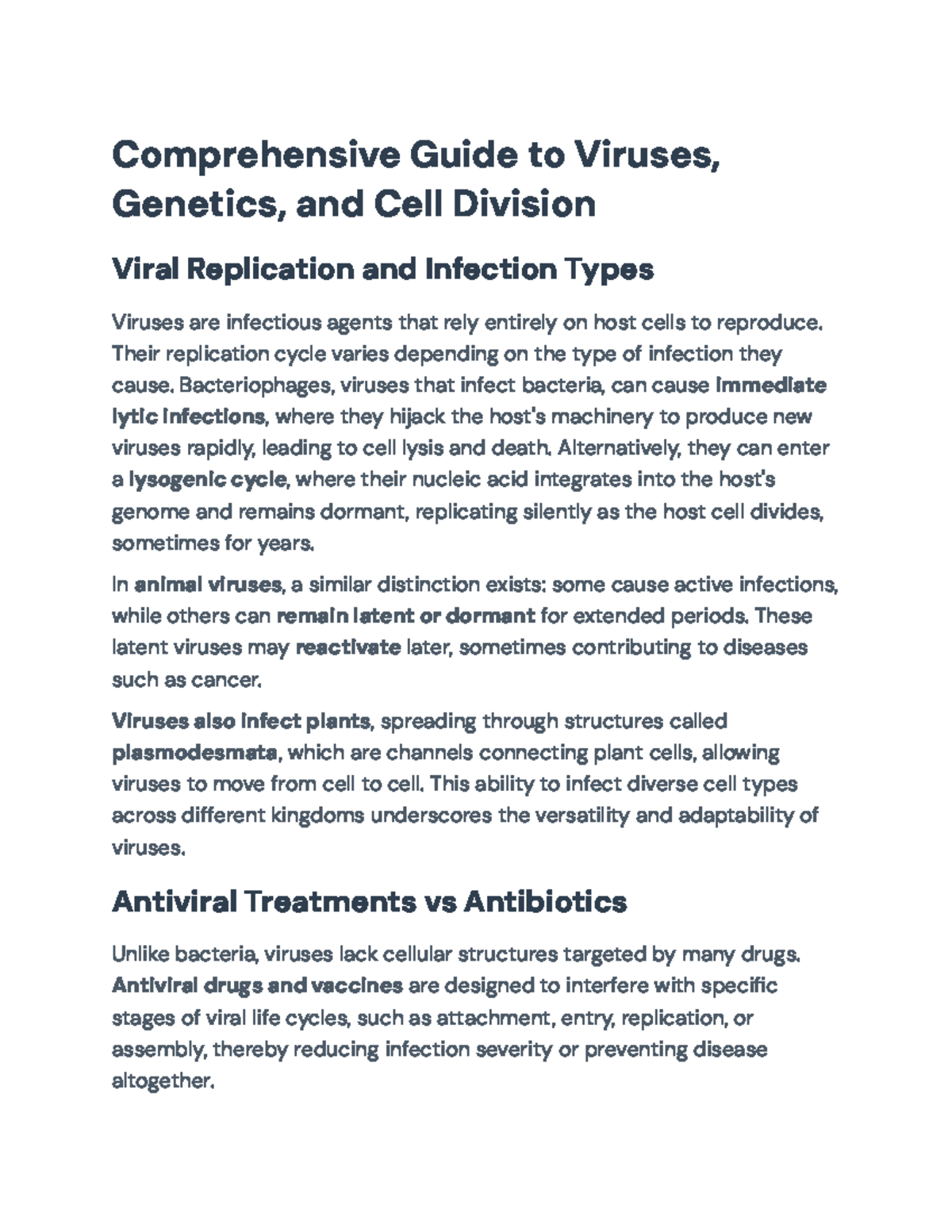 Cell Division, Genetics, and Viruses Overview: Key Concepts and ...