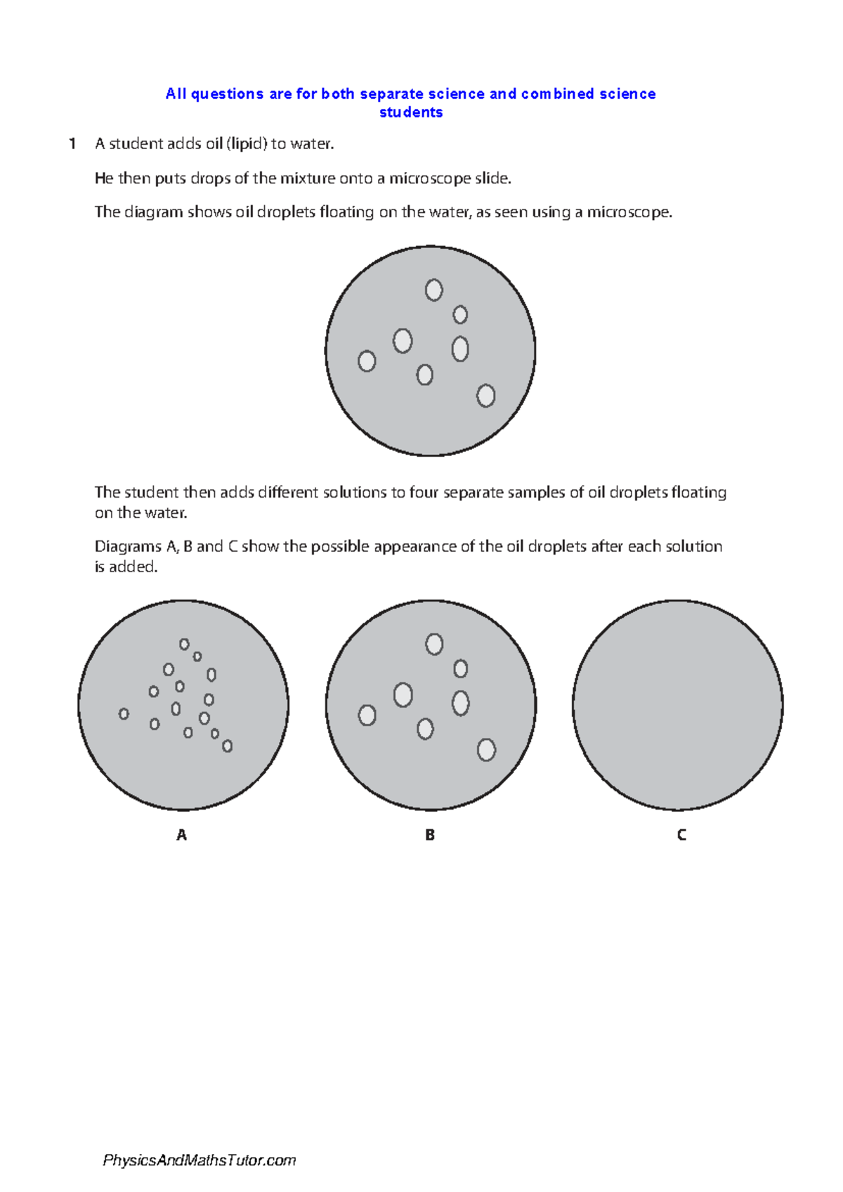 Biological Molecules 1 QP: Science Investigation Questions and Answers ...