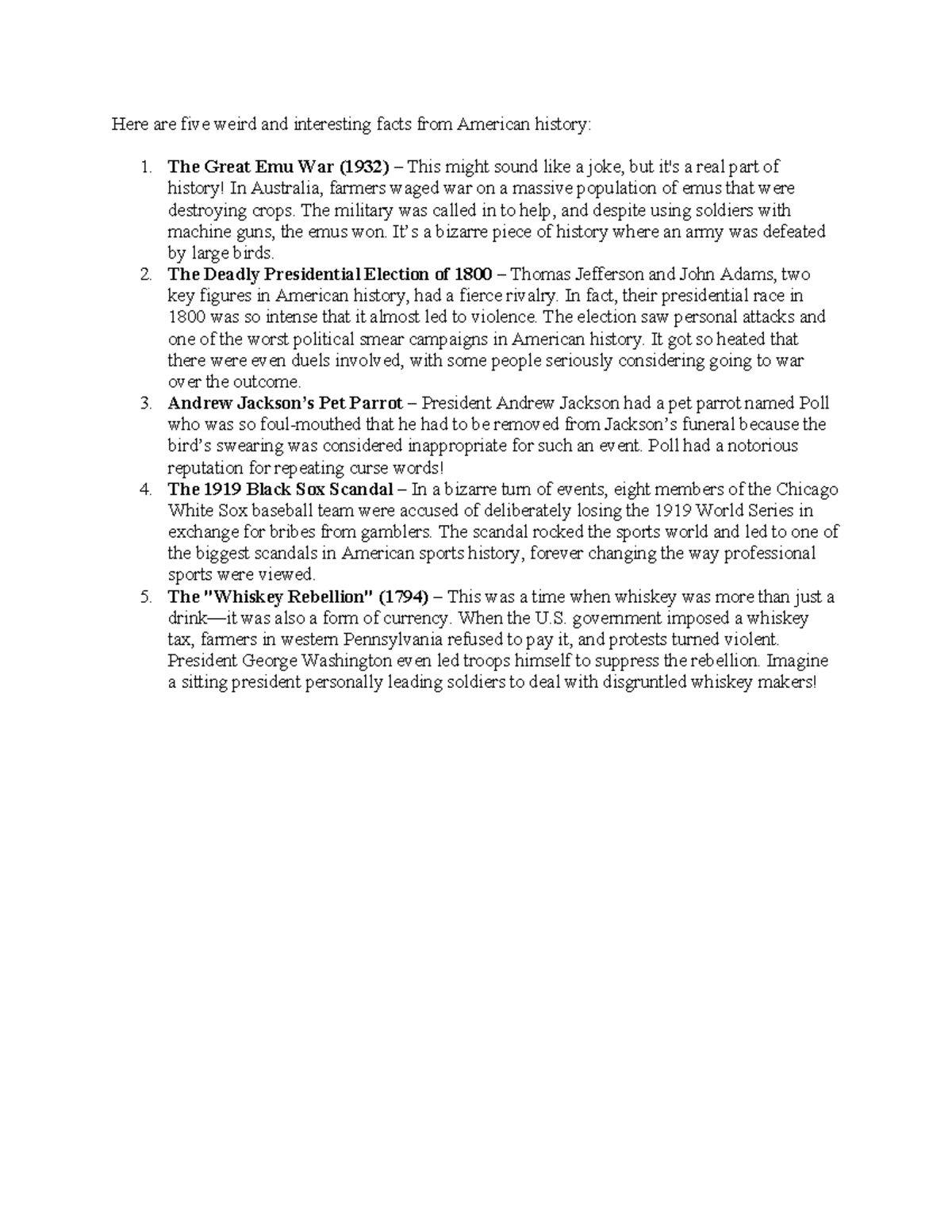 Here are five weird and interesting facts from American history - The ...