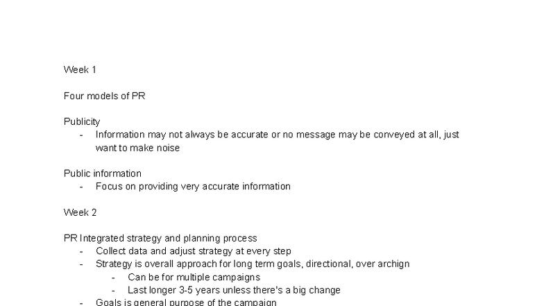 NM2219 Lecture Notes: PR Models, Strategies, and Stakeholder Management ...