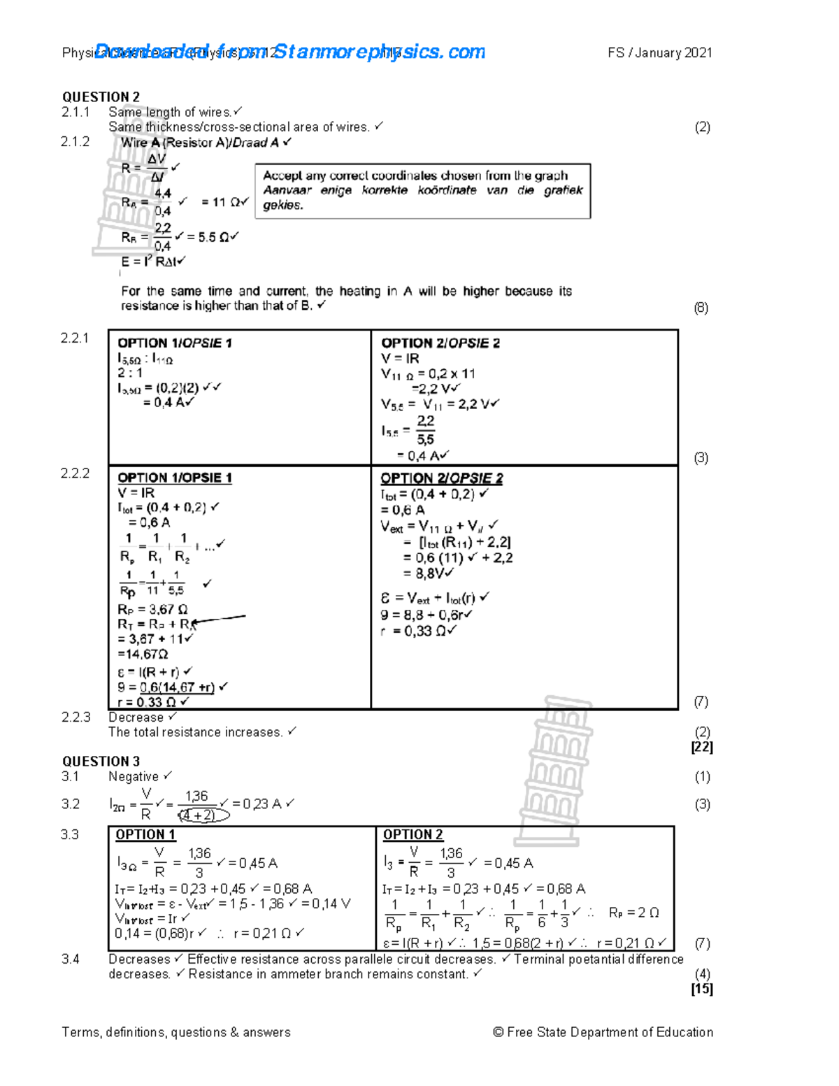 FS Gr 12 Physical Sciences P1 Terms & Definitions - January 2021 - Studocu