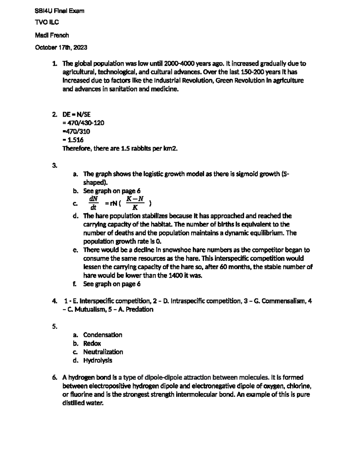 SBI4U Final Exam Study Guide and Important Topics - Studocu