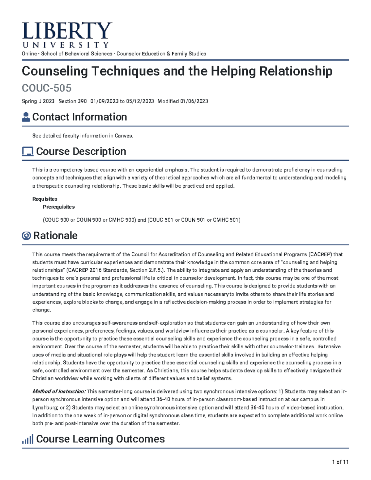 Counseling Techniques and Helping Relationships - COUC 505 - Spring 2023 - Studocu