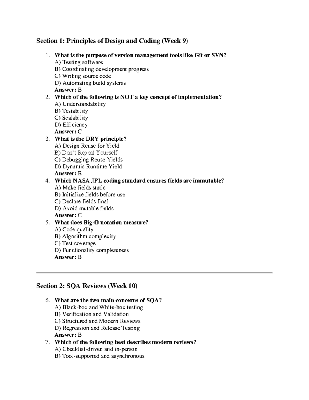 Soen341 MCQ Practice Questions - Design, Testing, Anti-Patterns - Studocu