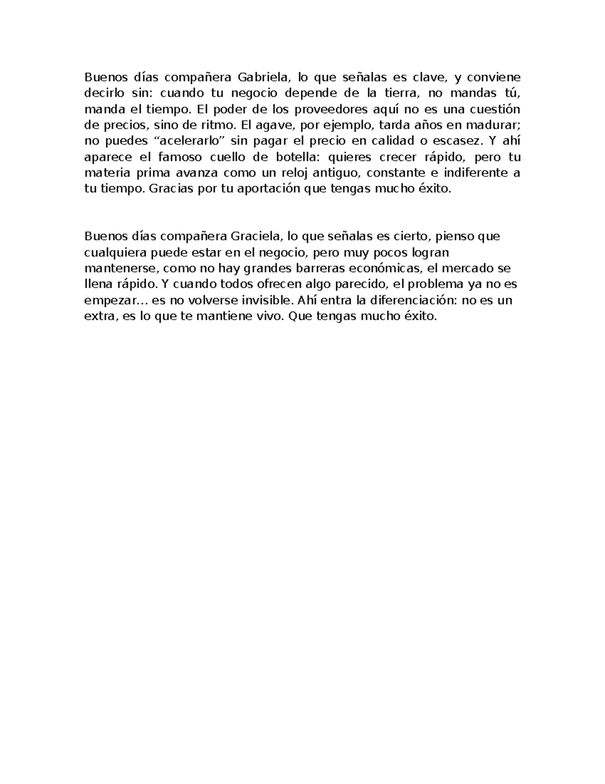 Análisis de la Dependencia del Tiempo en el Negocio del Agave - Studocu