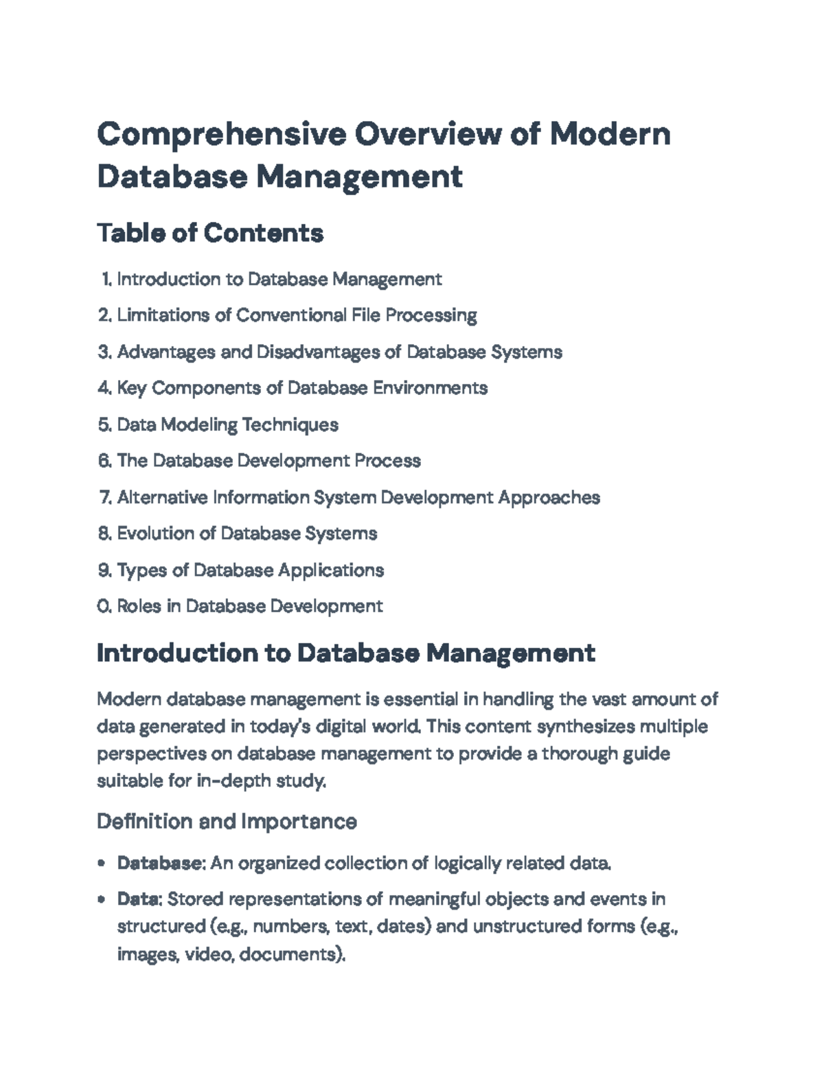 Overview of Modern Database Management Techniques and Practices - Comprehensive Overview of ...