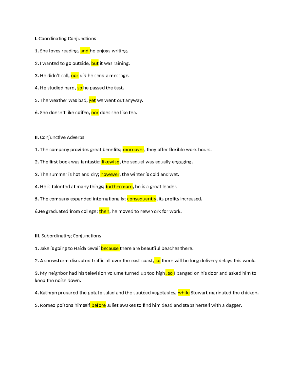 ENG 101: Notes on Subordination and Conjunction in Writing - Studocu