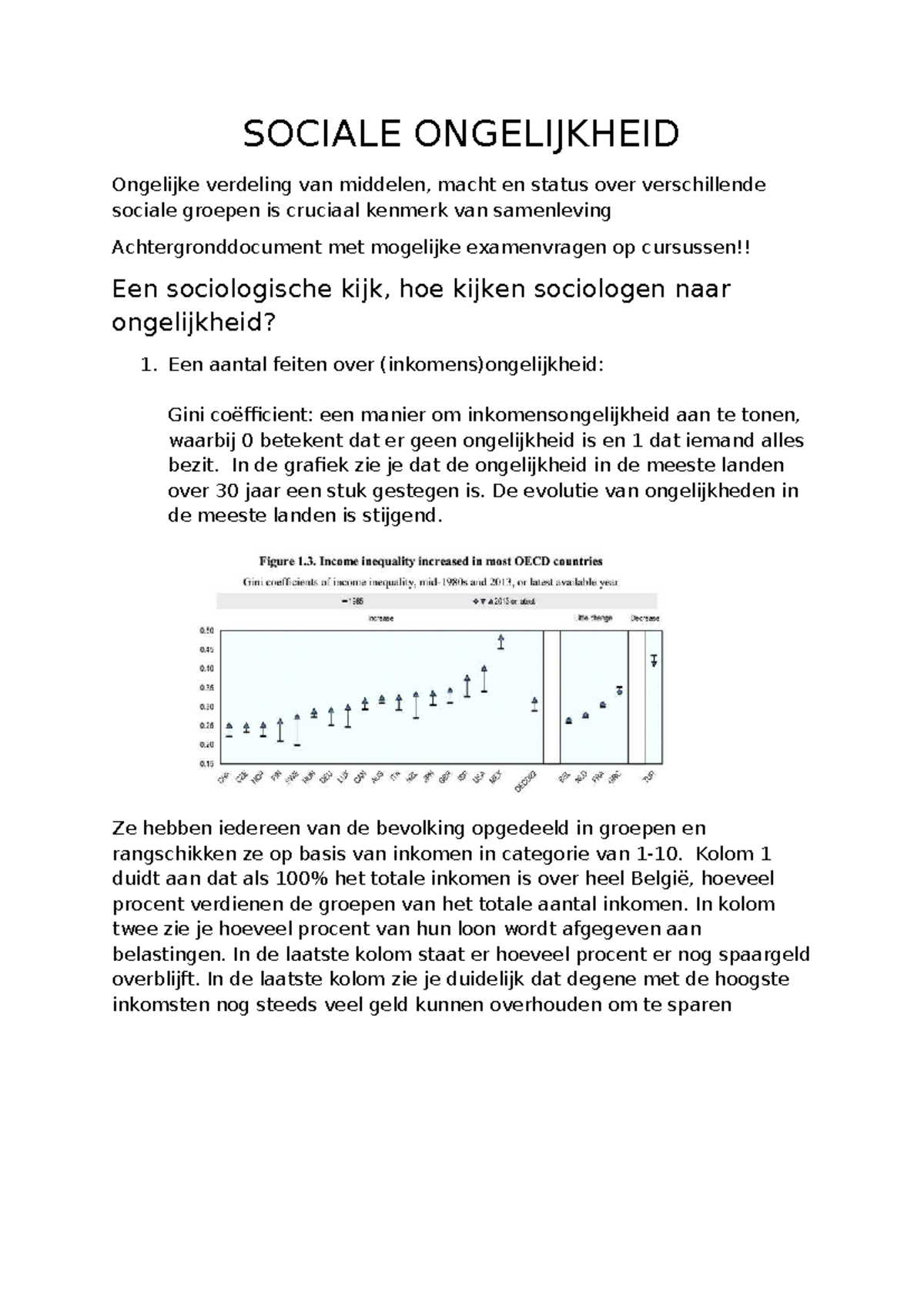 SOCIALE ONGELIJKHEID - Eerste Les en Examenvragen (SOC101) - Studocu