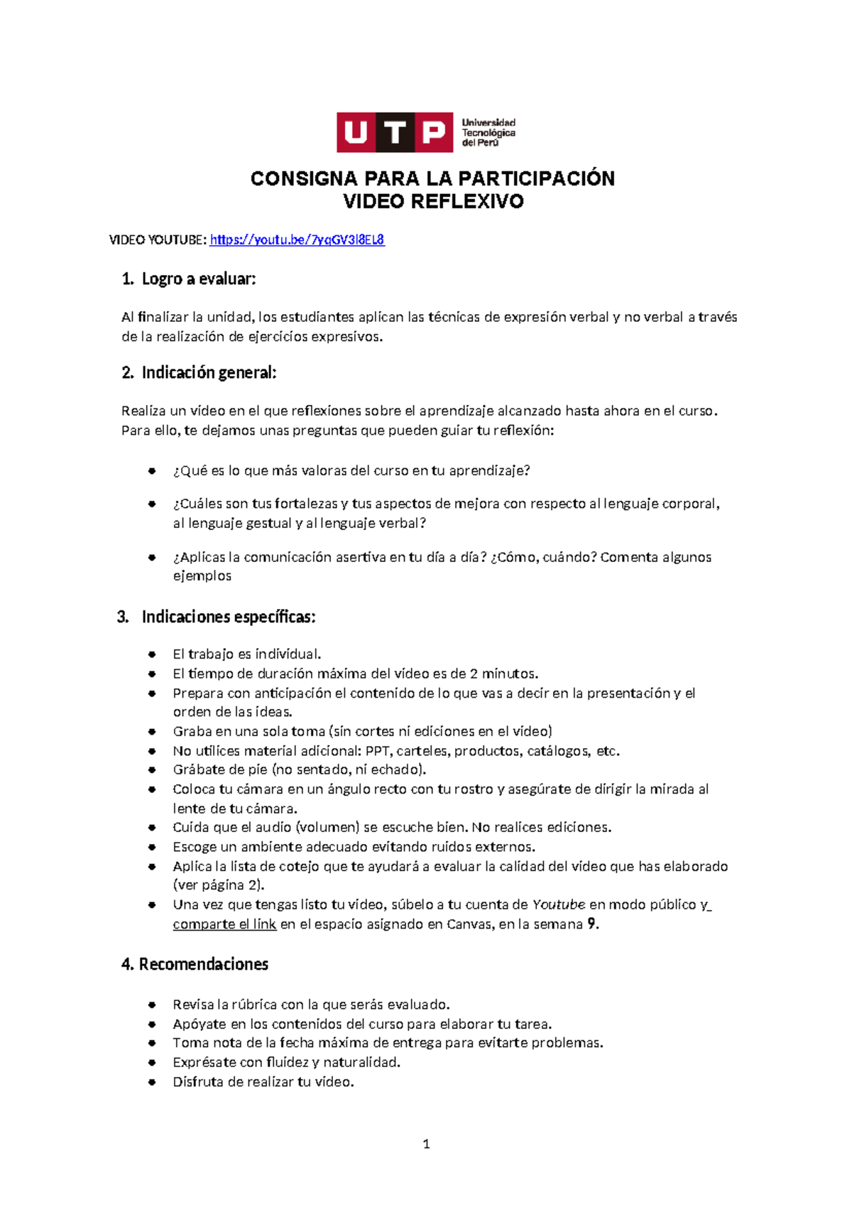 Consigna para Video Reflexivo - Curso PA S9 - Studocu
