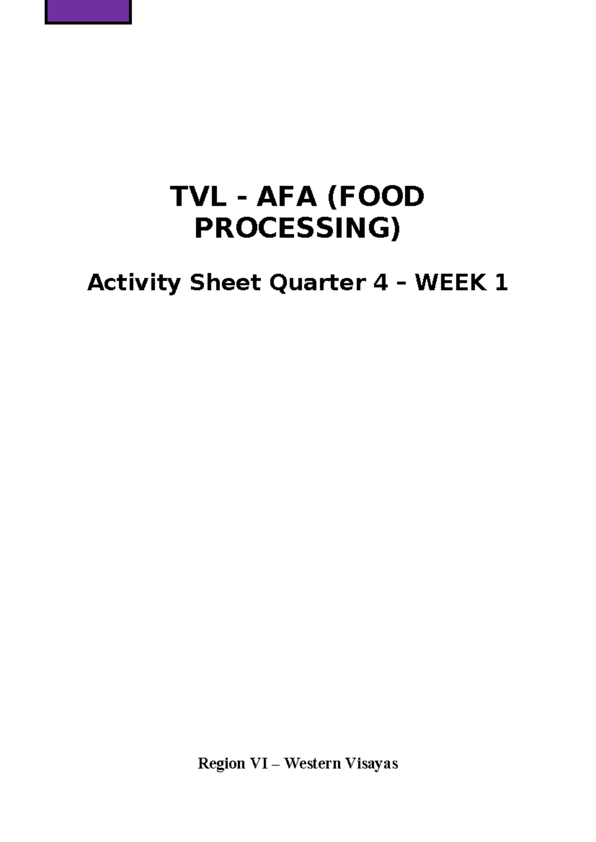 AFA Food Processing 12 Q2 LAS1 Final - 9 TVL - AFA (FOOD PROCESSING ...