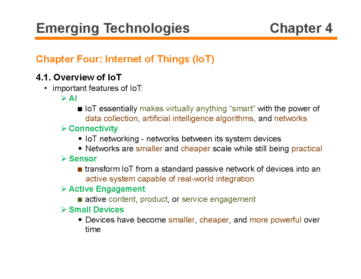 Emerging Technologies: Chapter 4 - Internet of Things (IoT) Overview ...