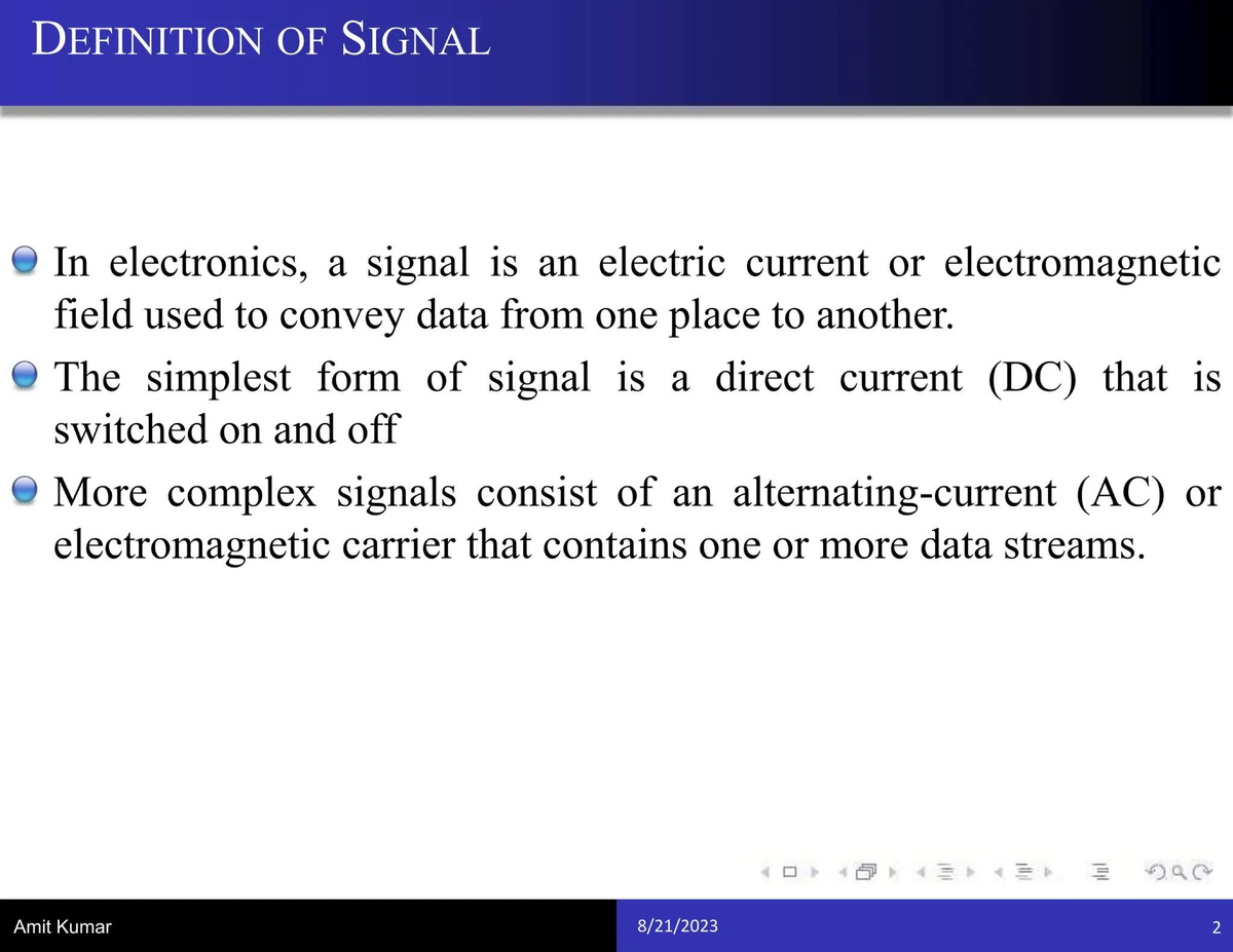 Unit 1: Definition and Classification of Signals in Electronics - Studocu