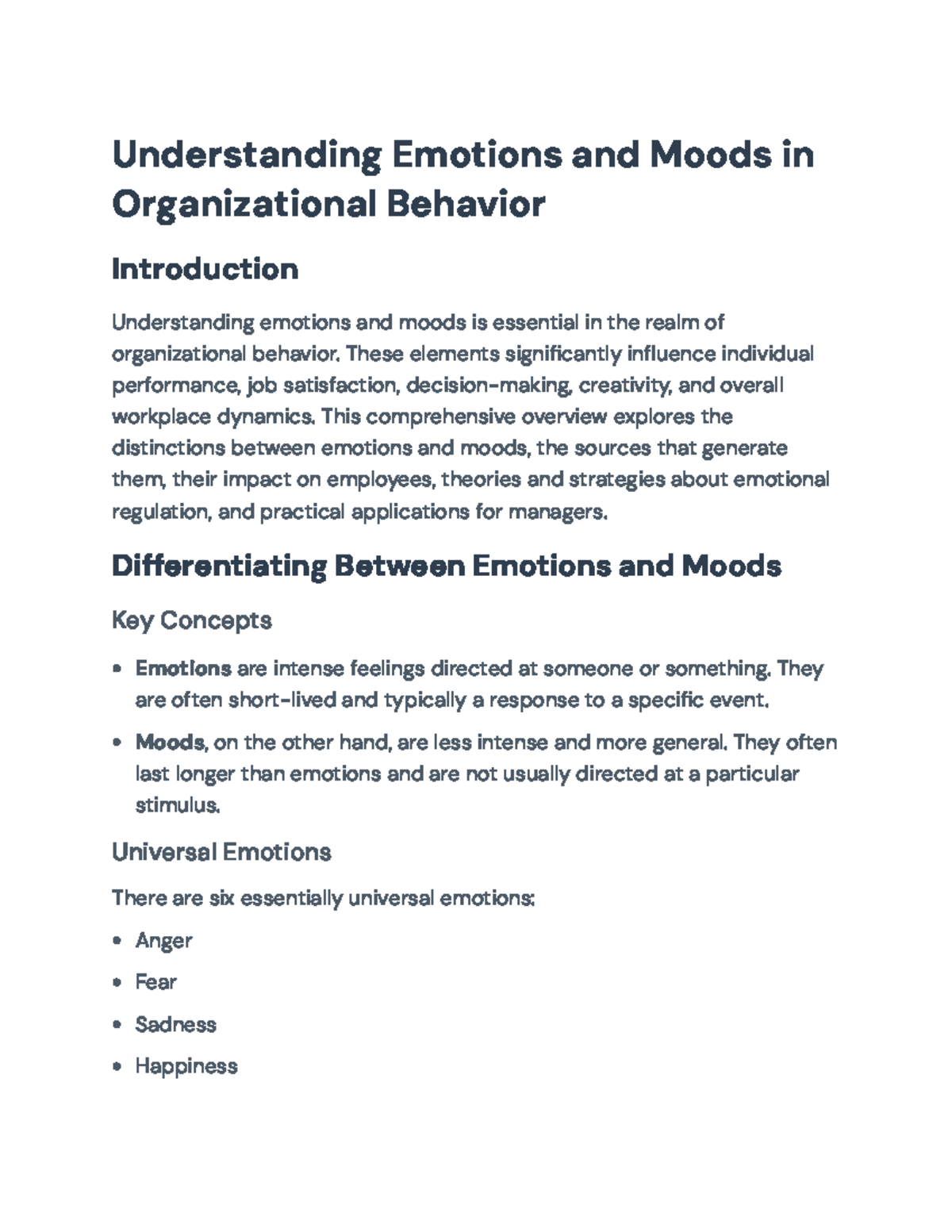 Understanding Emotions and Moods in Organizational Behavior ...