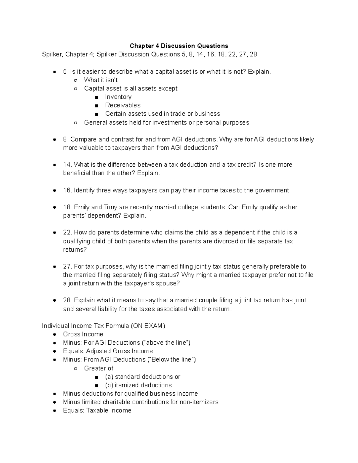 Chapter 4 Individual Income Tax Overview, Dependents, and Filing Status ...