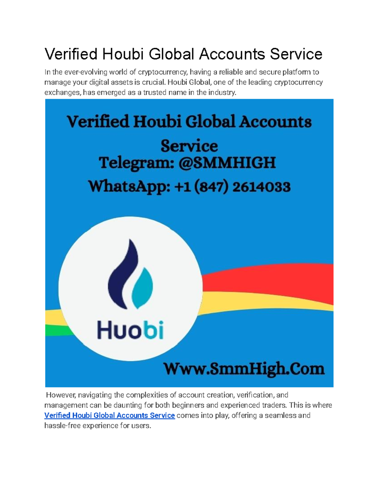 Verified Houbi Global Accounts Service - Houbi Global, one of the ...