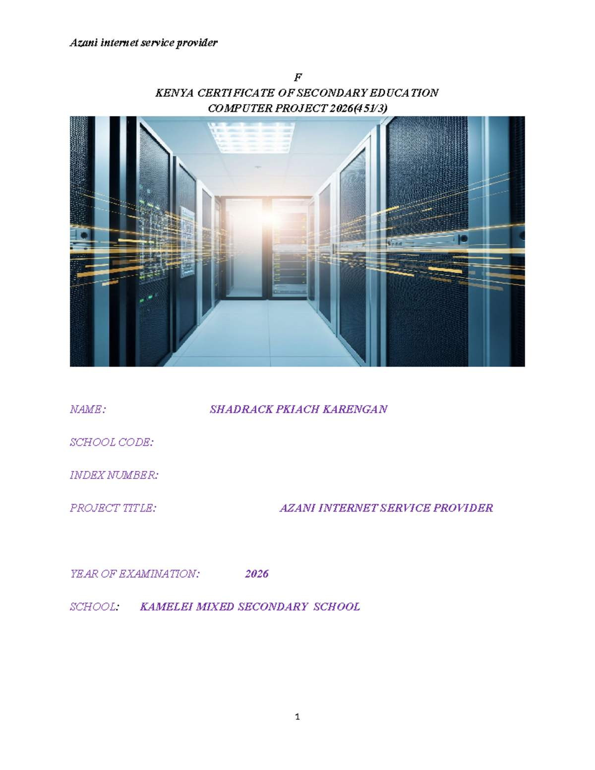 Azani Internet Service Provider Project Documentation - CSEC 2026 - Studocu