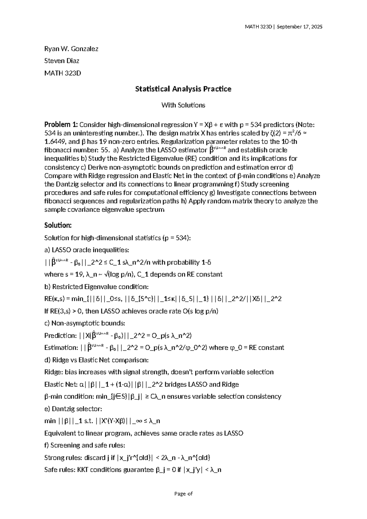 MATH 323D Statistical Analysis Practice Solutions and Insights - Studocu