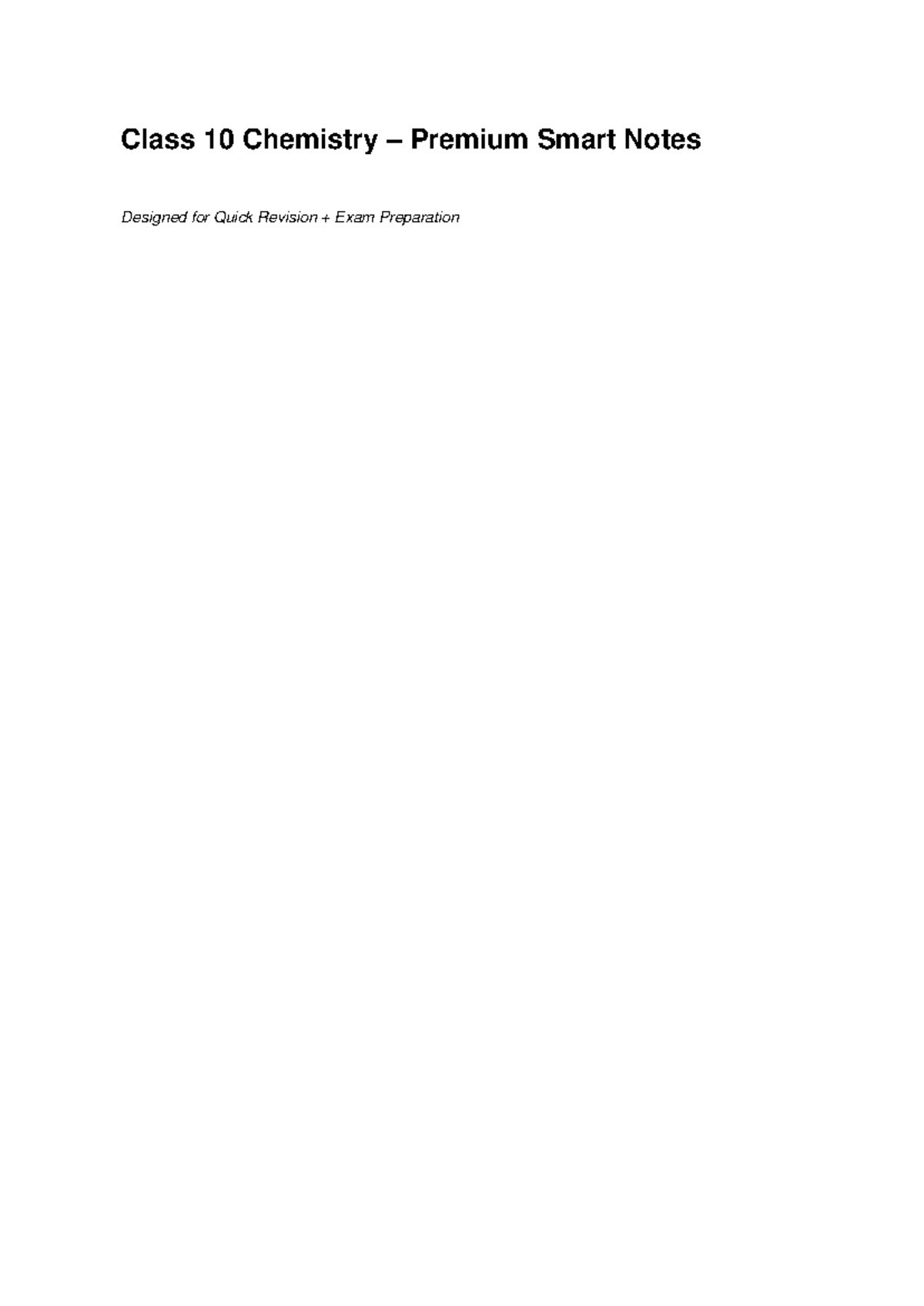 Class 10 Chemistry Notes: Quick Revision for Chemical Reactions ...