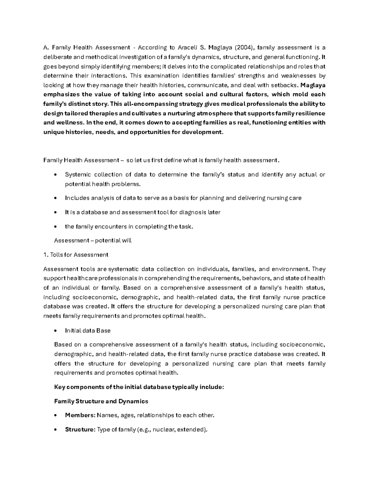 CHN 101 Family Health Assessment: Understanding Family Dynamics - Studocu