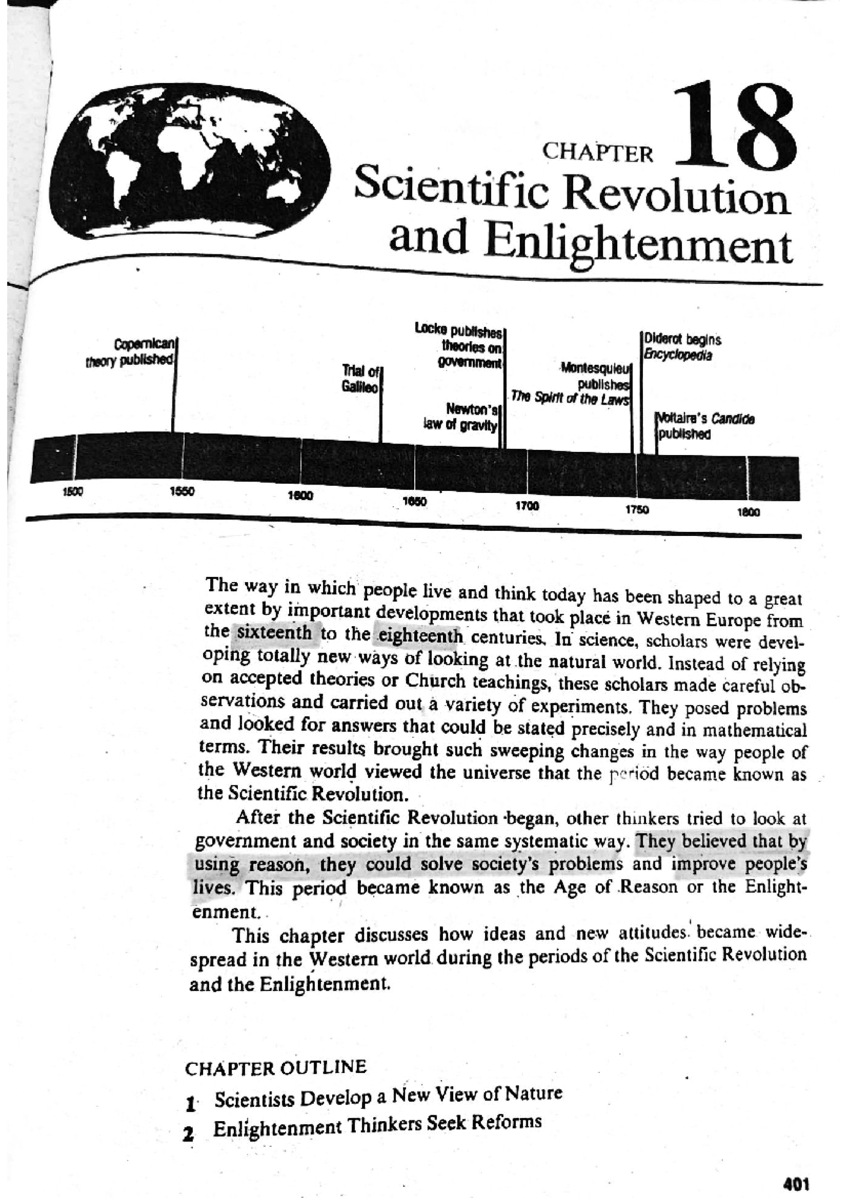 World Histo CH 18 - CHAPTER 18 Scientific Revolution and Enlightenment ...