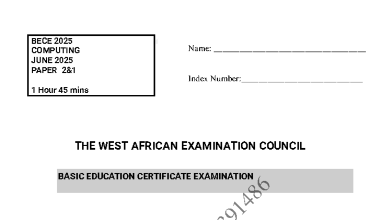 BECE 2025 MOCK EXAMINATION: COMPUTING Essay & Objective Test - Studocu