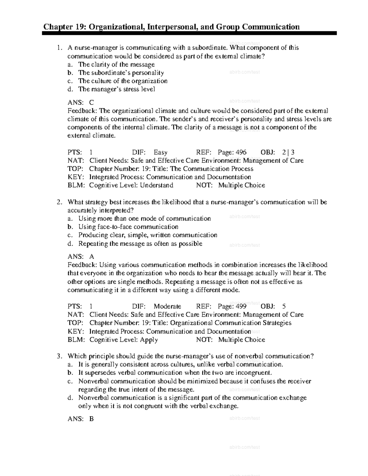 19 - Leadership and Management Chapter 19 Practice Questions - Studocu