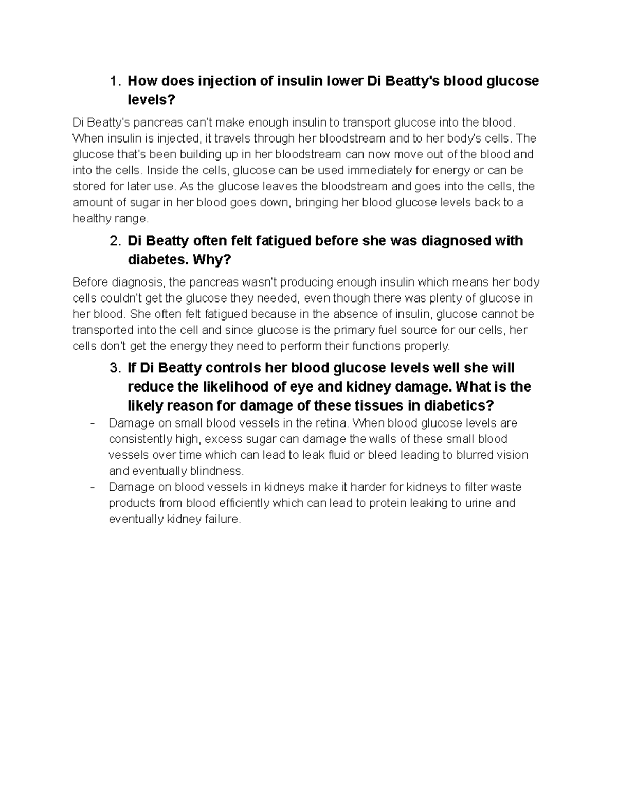 Biosci 101 Prelab: Insulin's Role in Lowering Blood Glucose Levels - Studocu