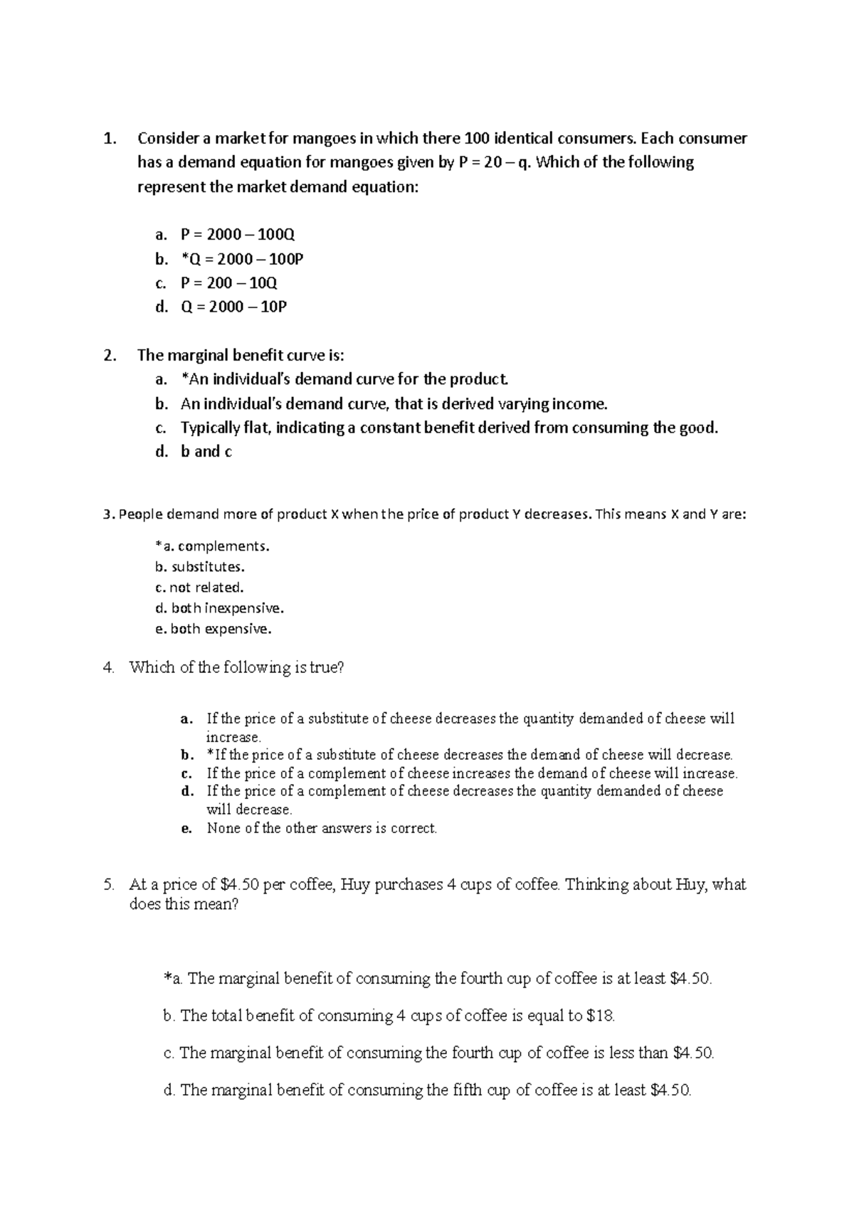 Practice 2 - Answers for Market Demand Questions and Concepts - Studocu
