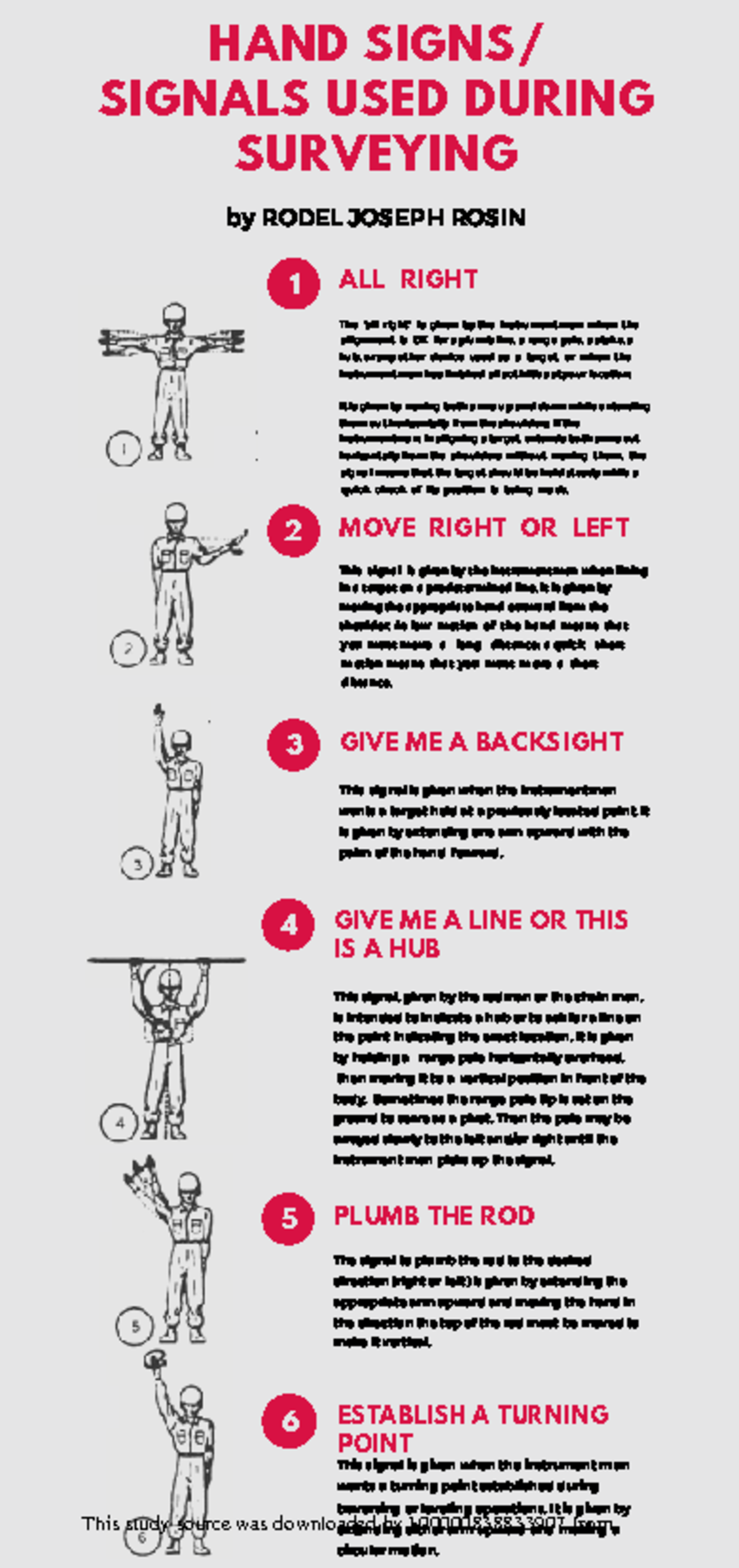 Surveying Hand Signals: A Study Guide for RODEL JOSEPH ROSIN - Studocu