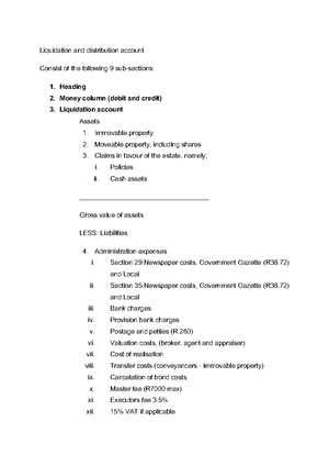Drawing up a liquidation and distribution account - DRAWING UP A ...