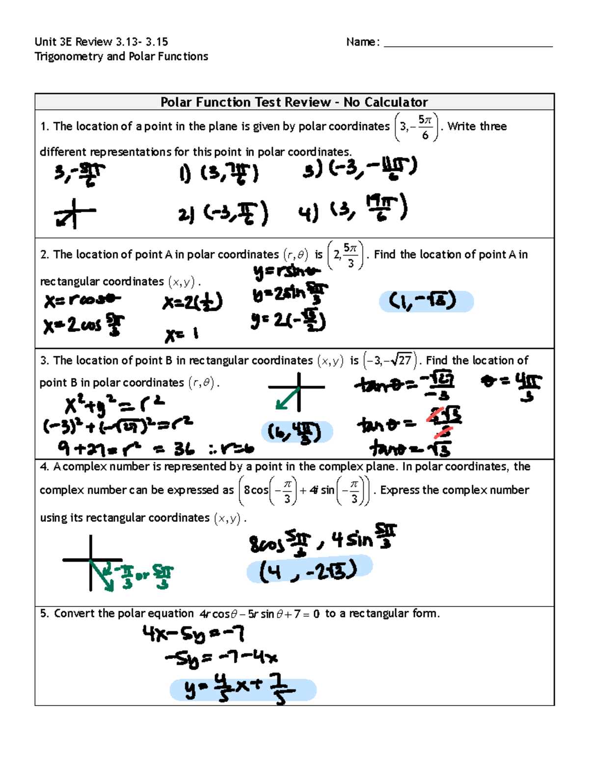 Unit 3E Review: Polar Functions & Trigonometry Test Prep - Studocu