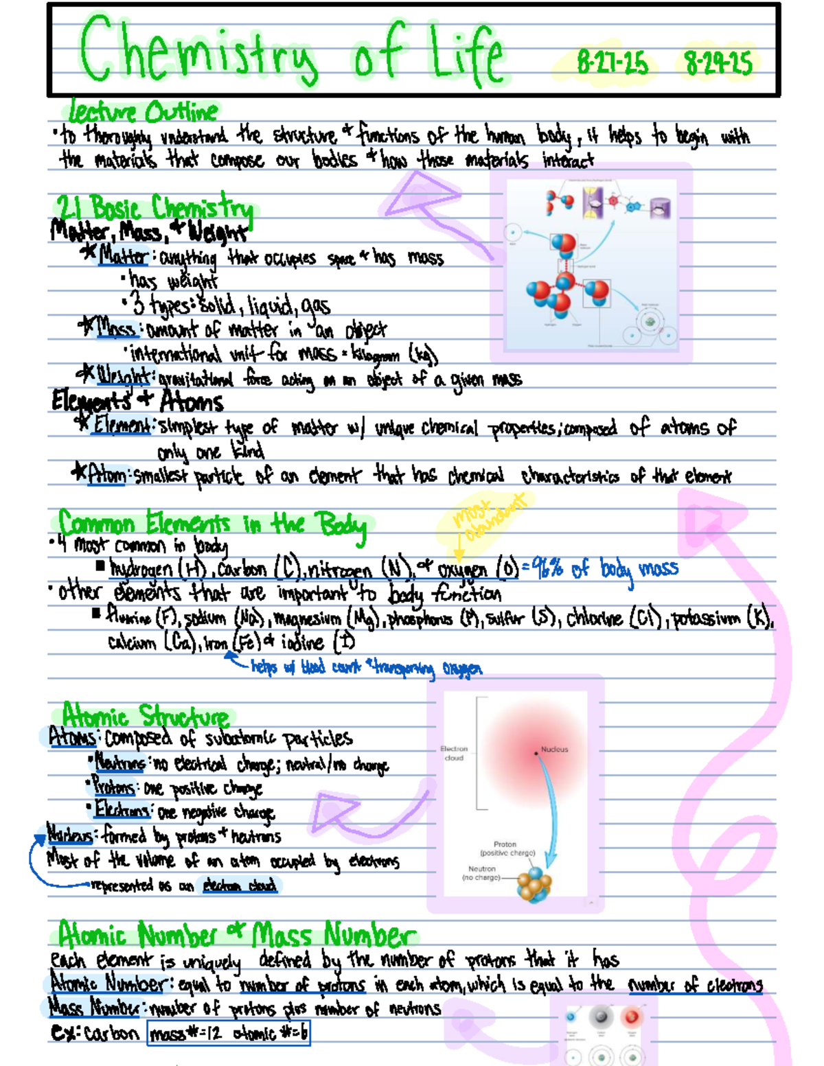 Chemistry of Life Overview - Lecture Outline (82725) - Studocu