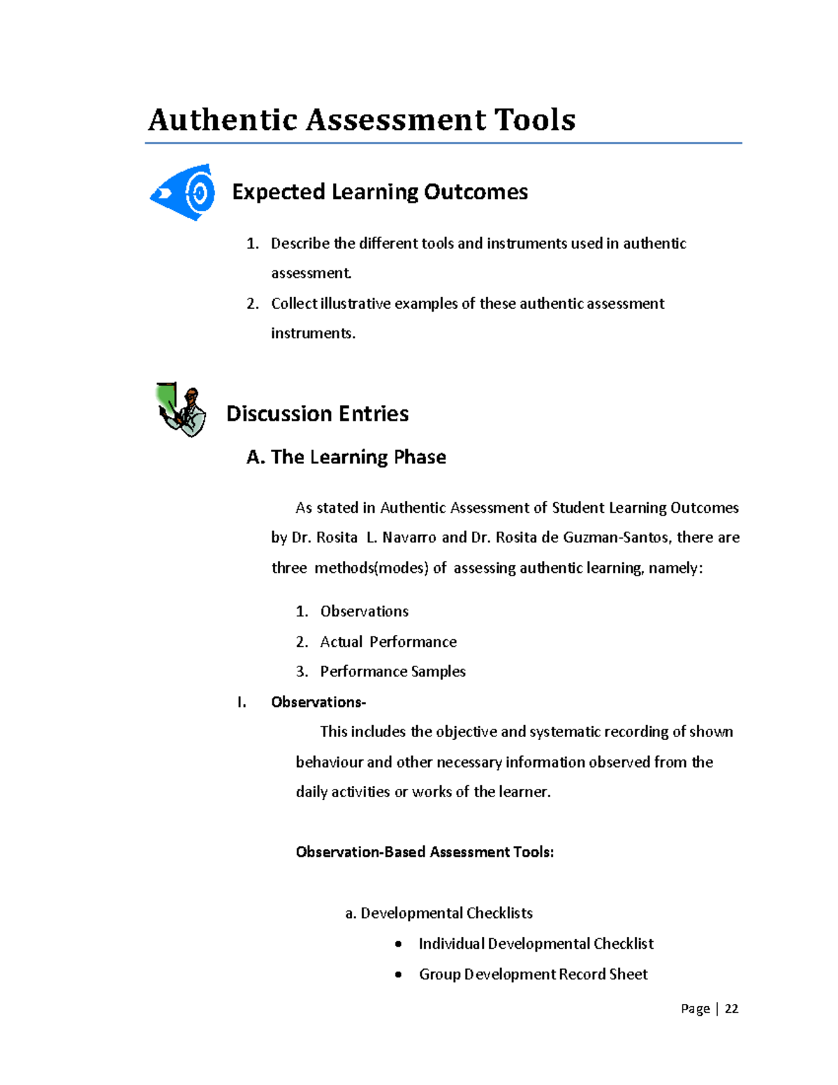 Authentic Assessment Tools: Learning Outcomes & Evaluation (4 ...