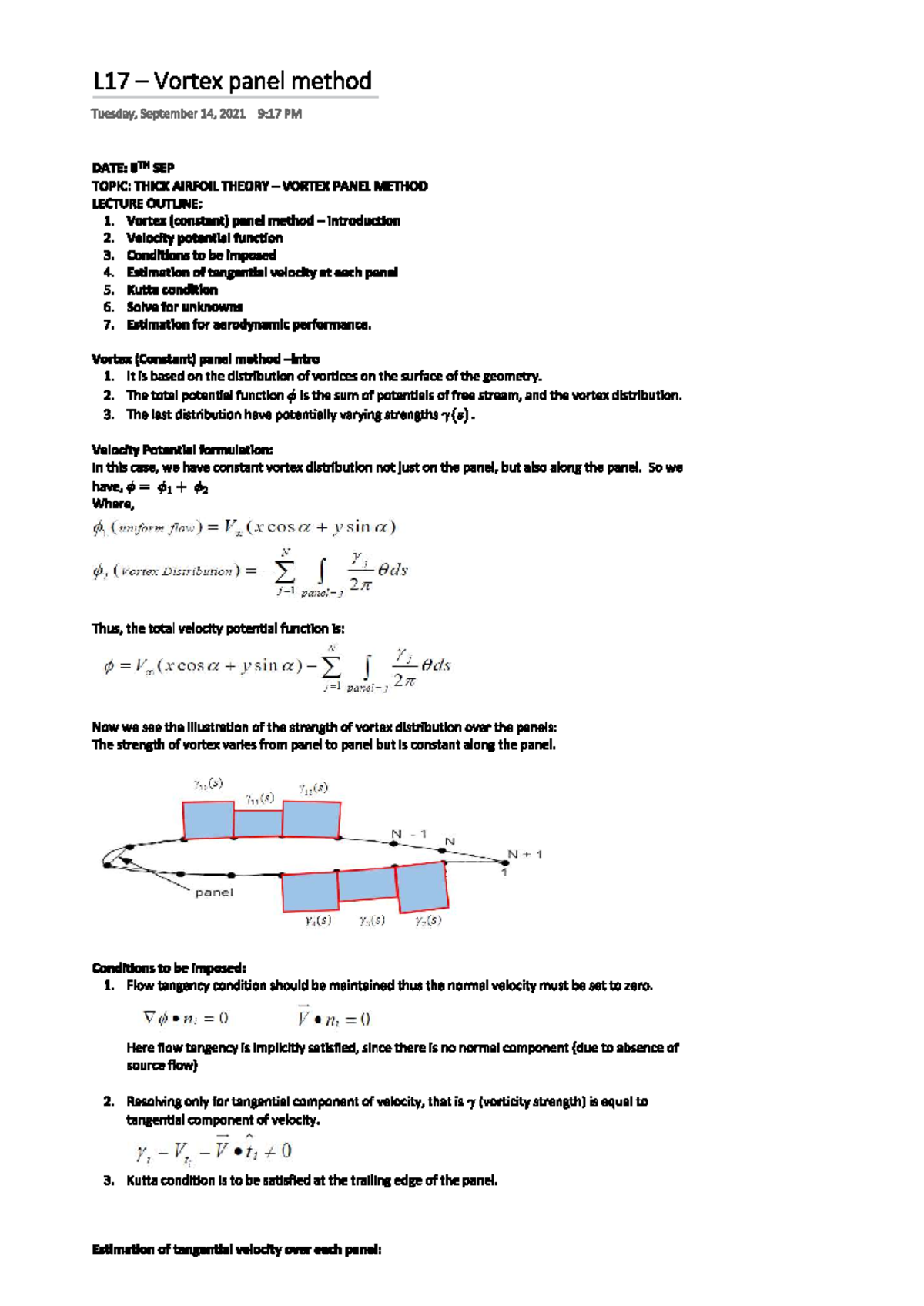 Vortex panel method - Aerodynamics 2 - Studocu