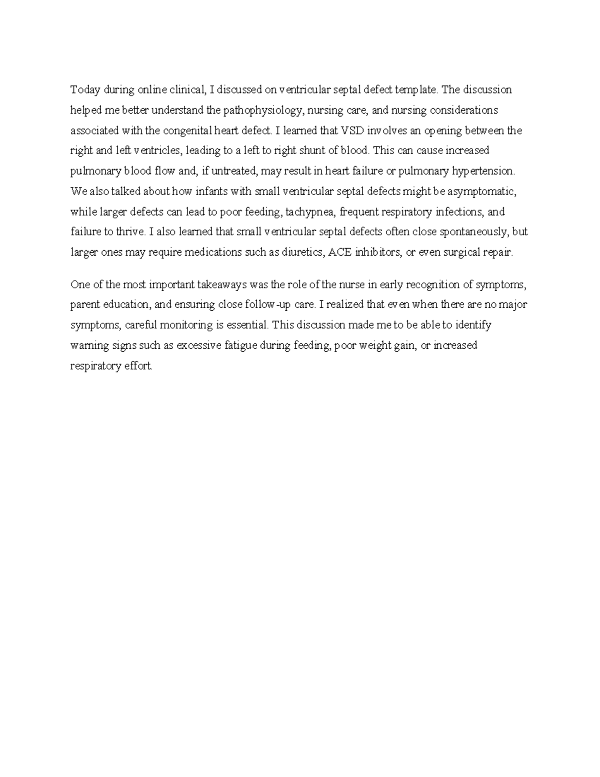 Clincal reflection 6 - Clinical refelction - Today during online ...