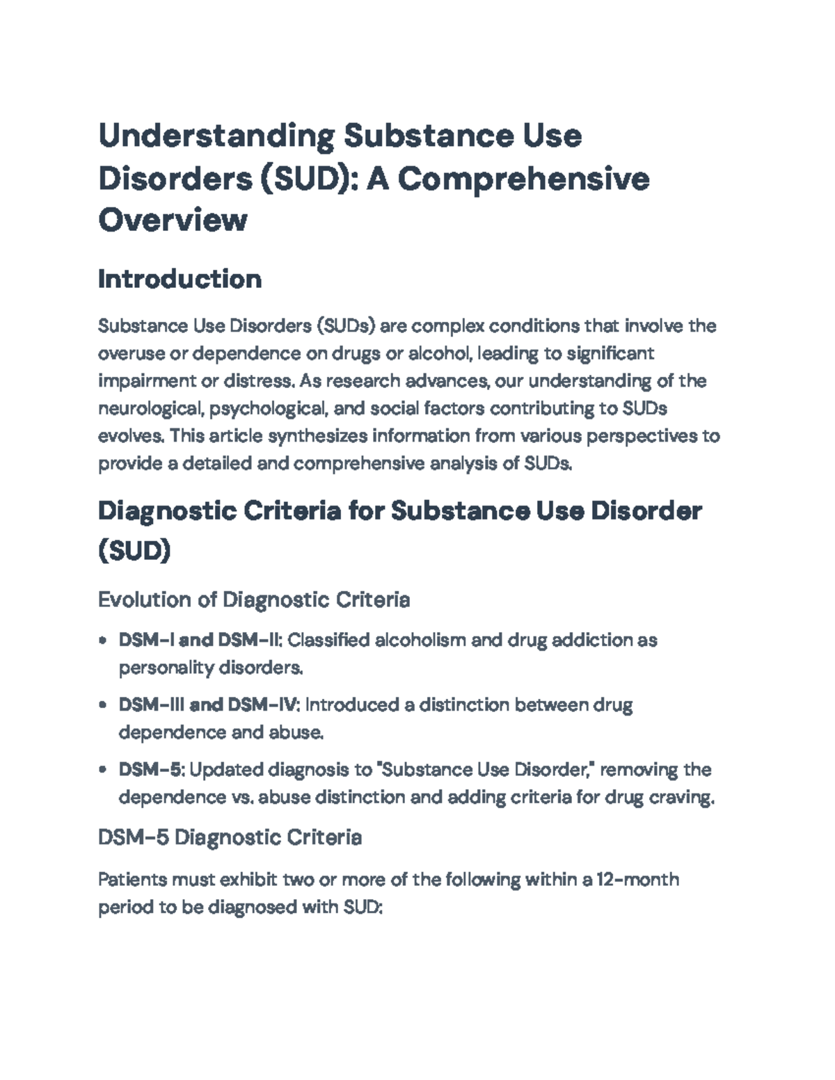 Understanding Substance Use Disorders (SUD): A Comprehensive Overview ...