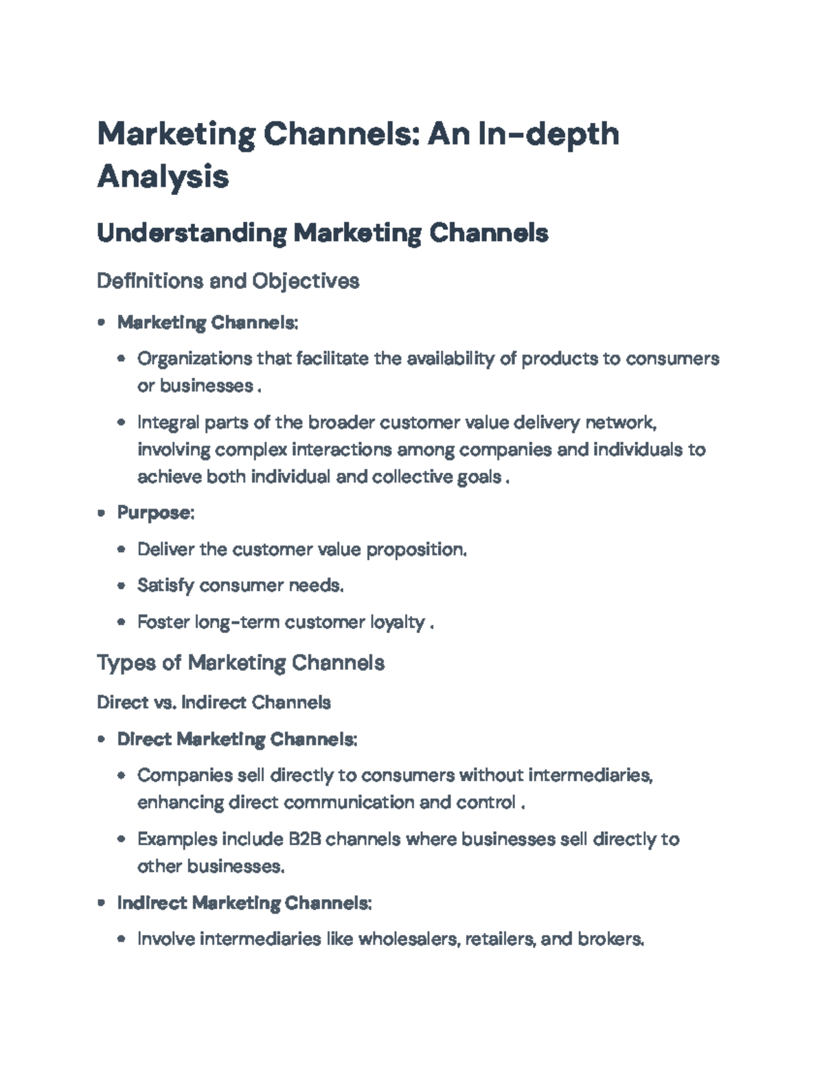 Marketing Channels: Analysis, Strategies, and Recommendations for ...