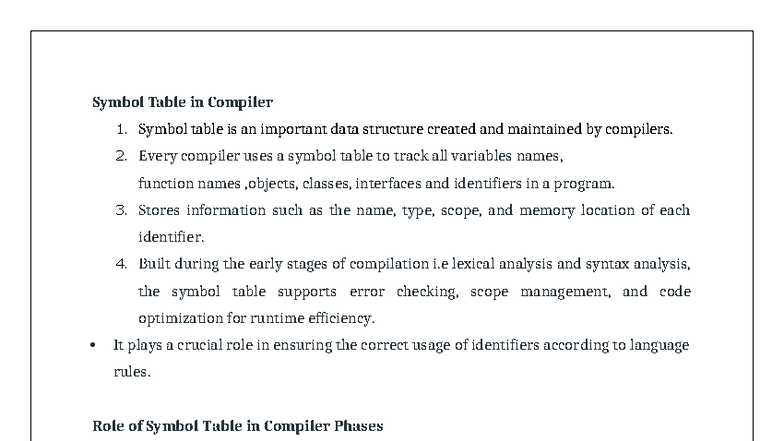 Q3: Define Symbol Table in Compiler - Key Concepts and Applications ...