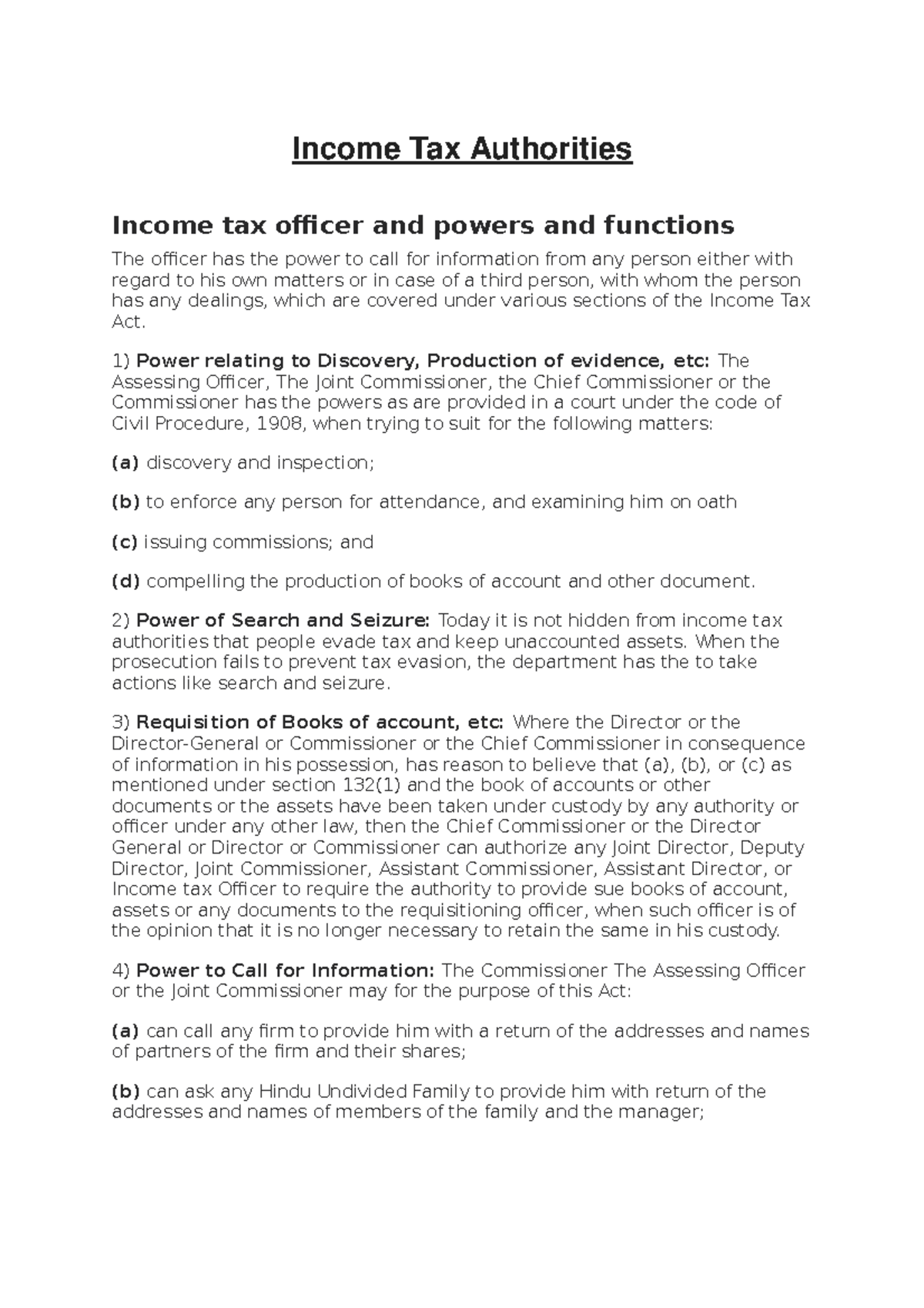 Income Tax Authorities - Roles and Powers - Income Tax Authorities ...