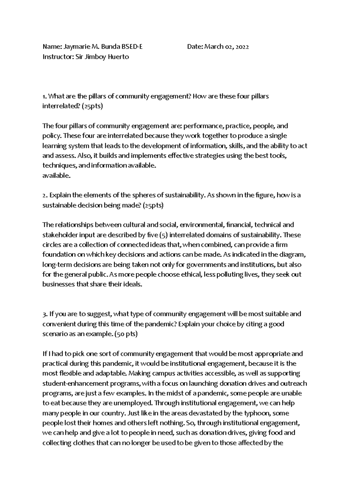 NSTP 2 - 1: Exploring the Four Pillars of Community Engagement - Studocu
