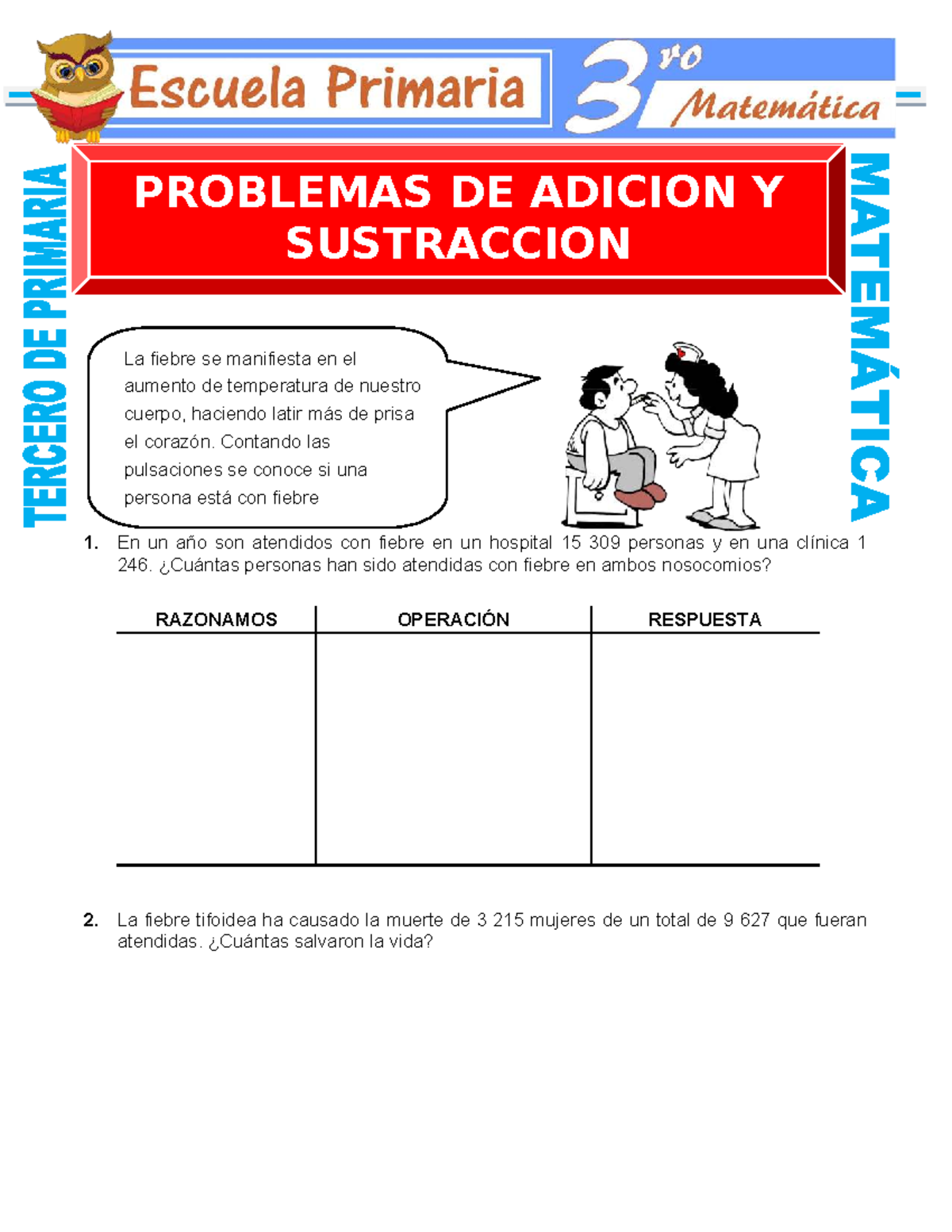 Problemas de Adicion y Sustraccion para Tercero de Primaria - de ...