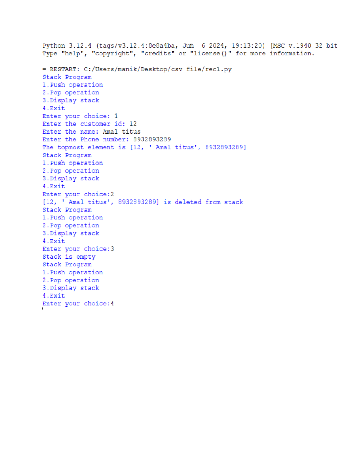 Python Stack Operations for Class 12 - Effective Study Material - Studocu