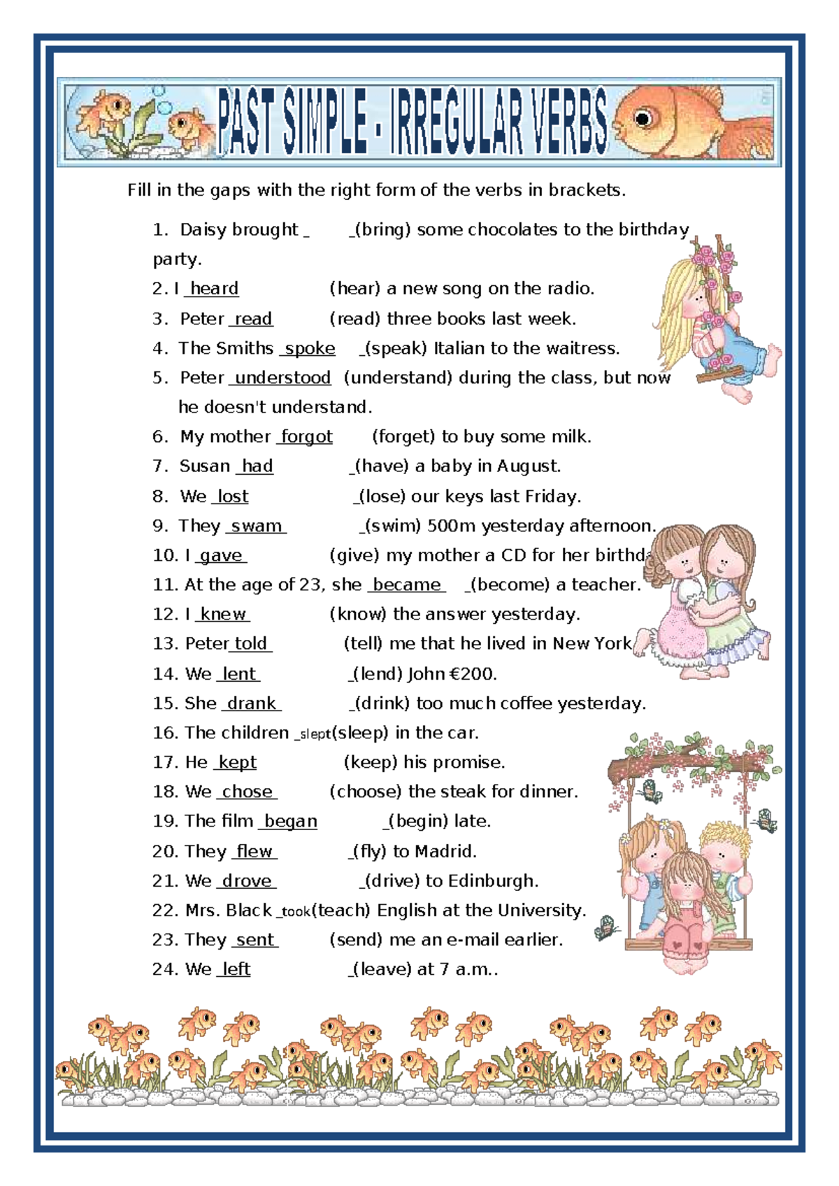 Past Simple Irregular Verbs Practice Exercise - Studocu