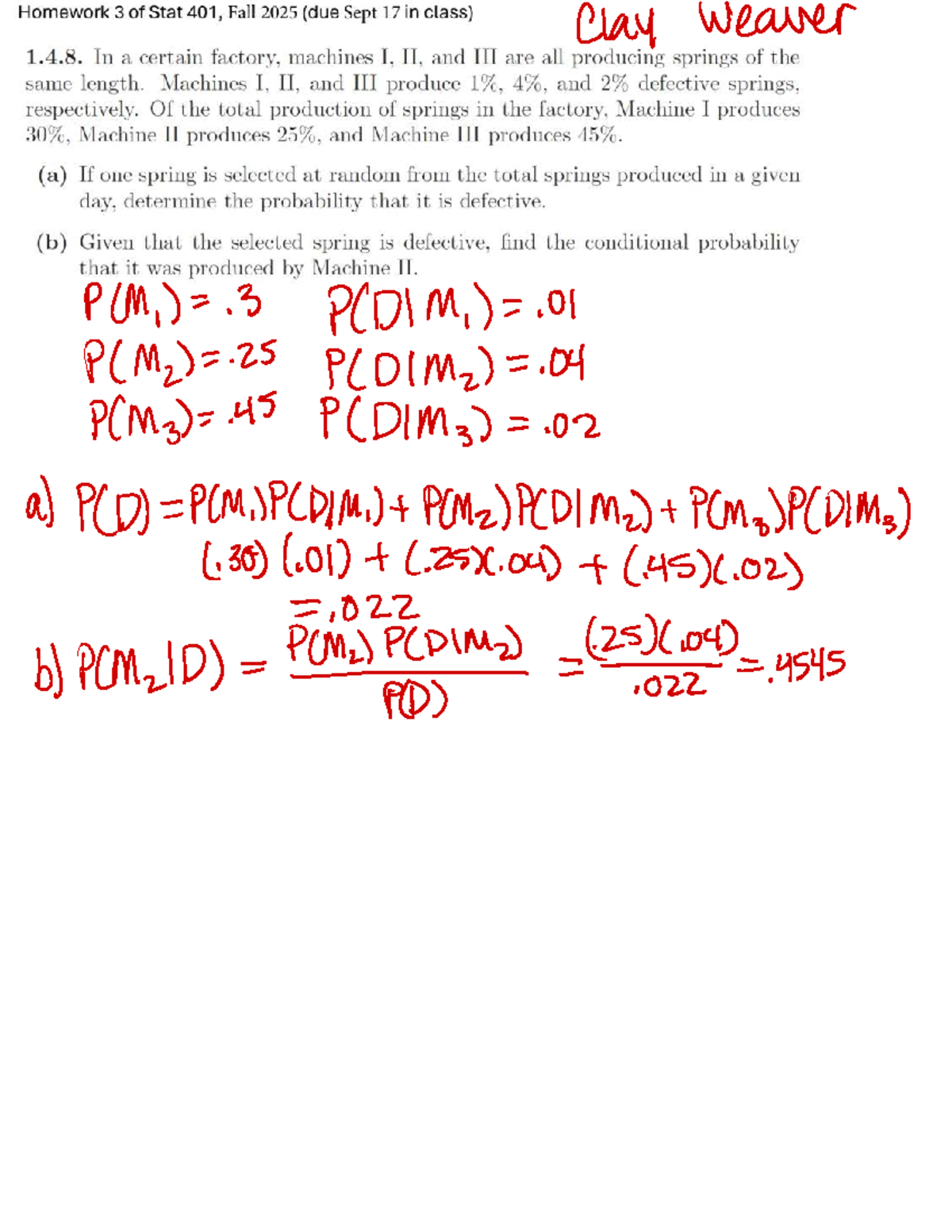 Stat 401 Homework 3: Probability Analysis & Problem Solving - Studocu